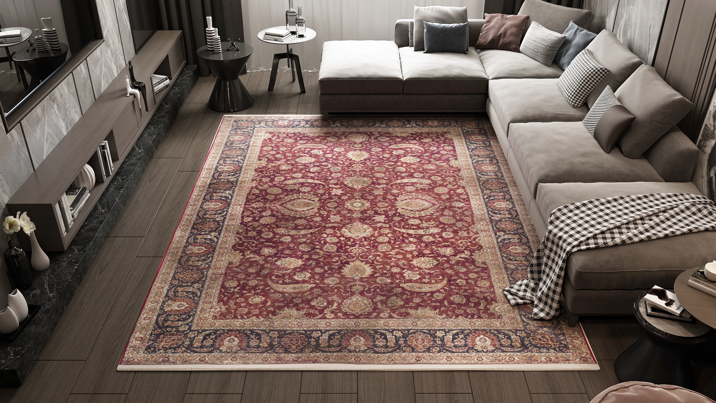 فرش ماشینی کهنه نما طرح 100653 تمام رنگ 1000 شانه